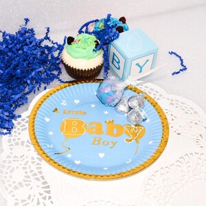 40 Boy Baby Shower Plate Gold and Blue Paper Plates Boy 1st Birthday - Etsy