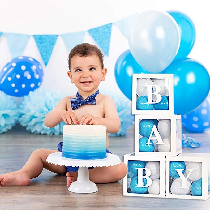 White Clear Balloon Baby Shower Boxes, Boy Girl Balloon Decor - Etsy