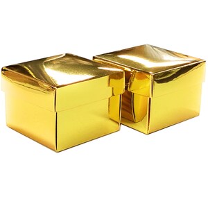 Set of 12 Gold Metallic Favor Boxes With Lid - Bridal Shower Wedding ...