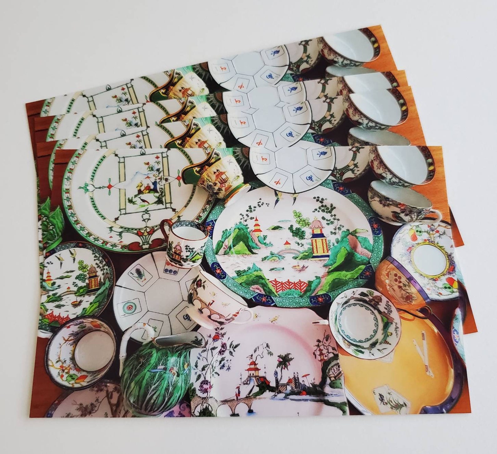 Mahjong Themed Flat Note Cards, Set of Eight in Two Different Designs ...