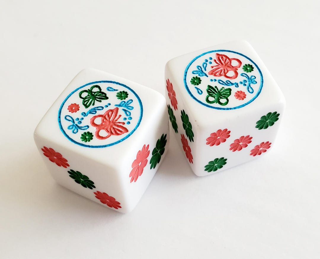 Decorative Dice, One Pair, Hand Painted, 19 Mm, 3/4 Inch, Mahjong ...