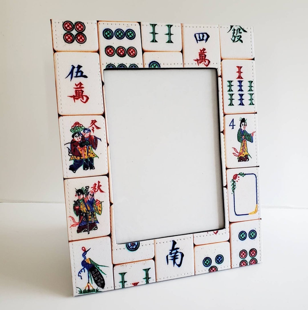 Frame, Mid-century Bone Tile Design, Mahjong Theme for 5 X 7 Inches ...