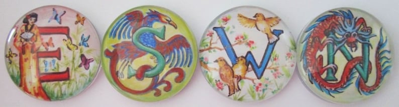 Directional Indicators, Wind Discs for Mahjong; E, S, W N, East, South ...