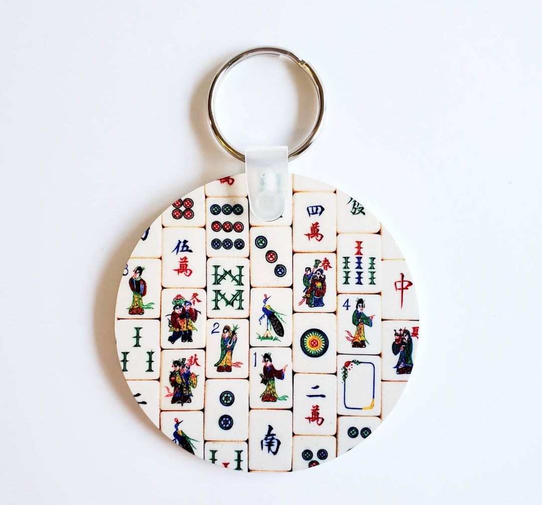 Mid-century Mahjong Tiles Image, Round Keychain - Etsy