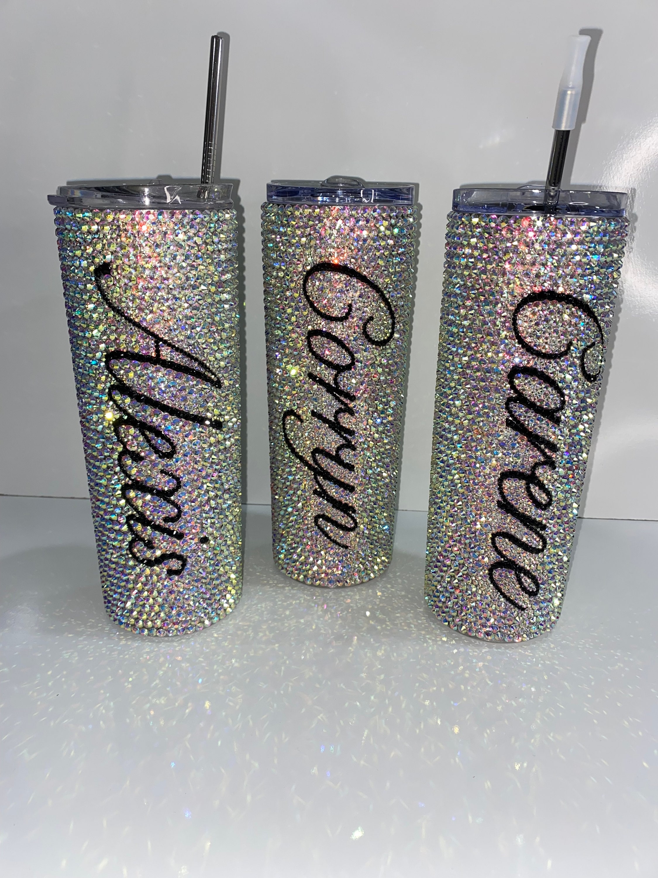 Custom Bling Tumbler, Rhinestone Tumbler, Personalized Name Tumbler, Personalized Skinny Bling ...