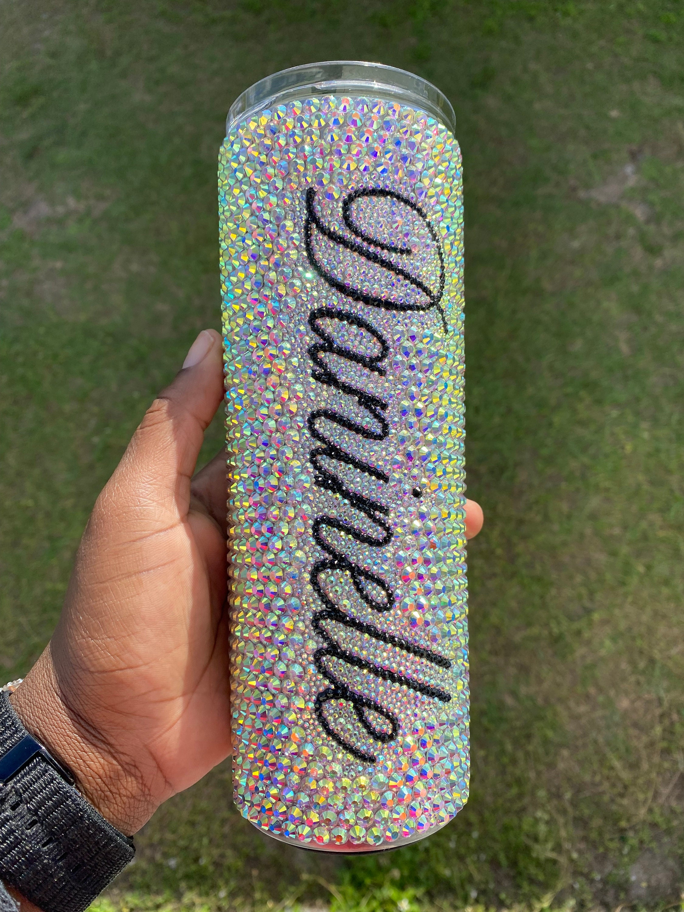 Custom Bling Tumbler, Rhinestone Tumbler, Personalized Name Tumbler, Personalized Skinny Bling ...