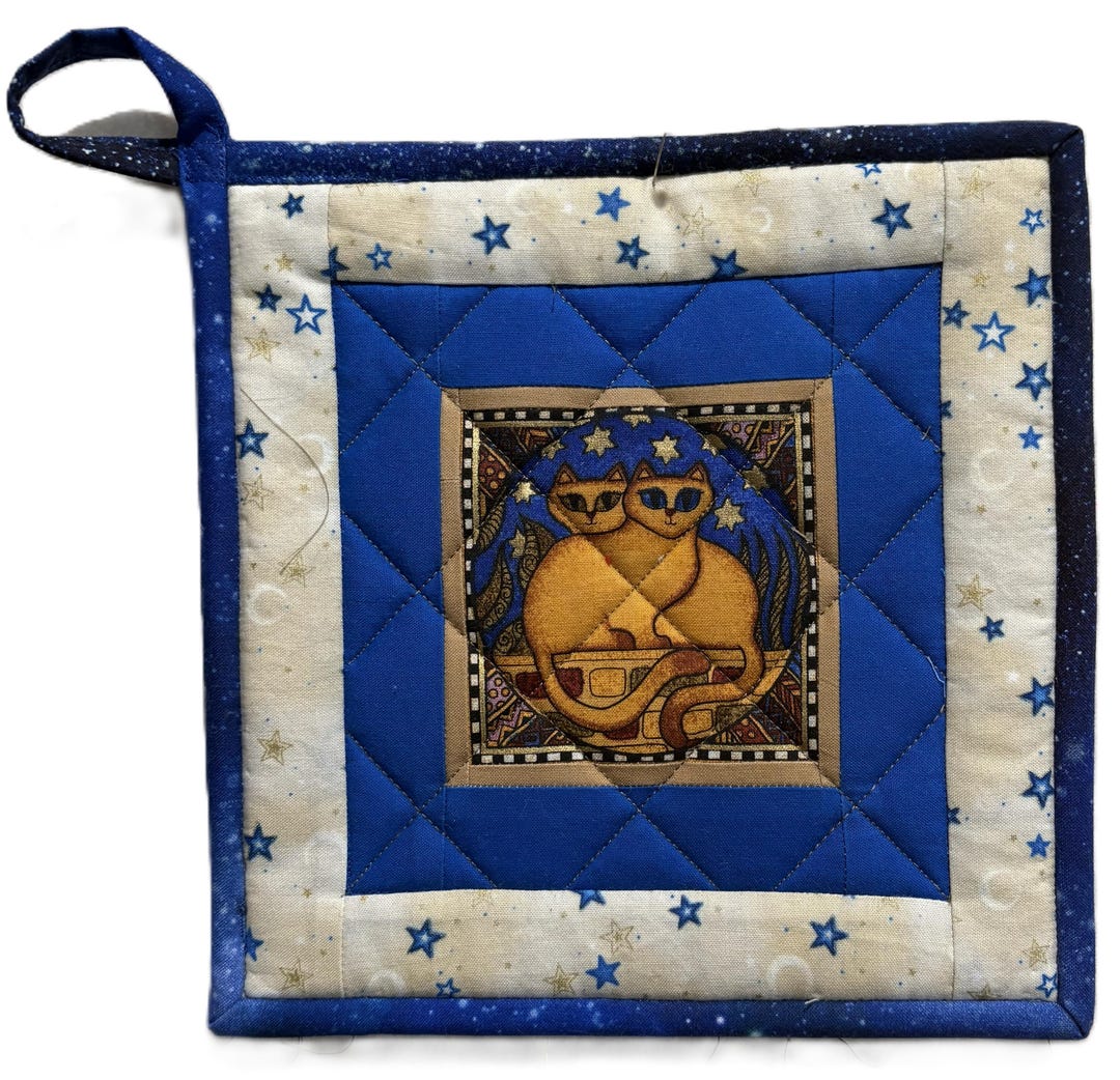 Primitive Folk Art Cats by Dan Morris Quilted Potholder - Etsy