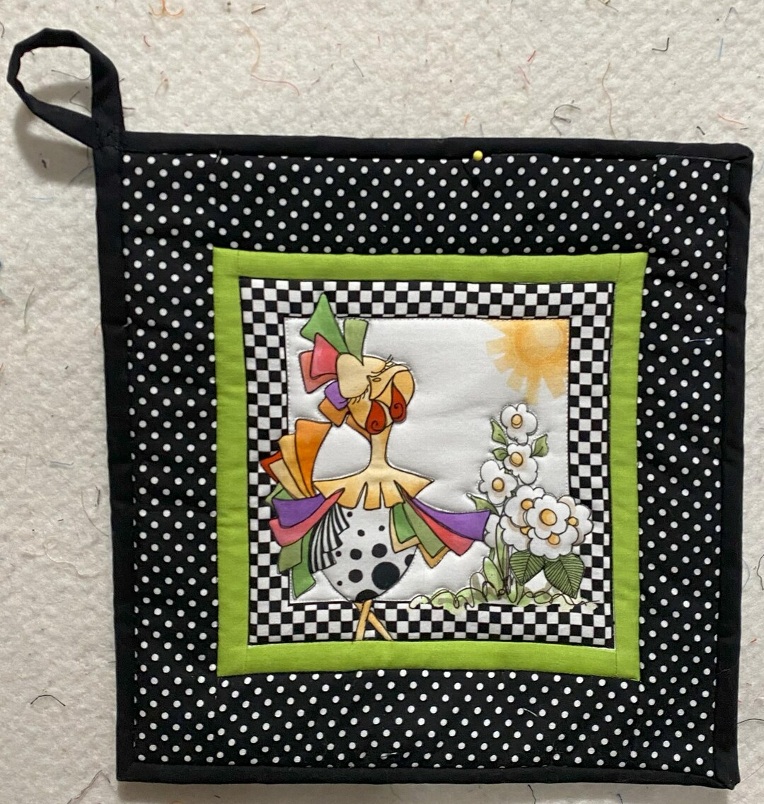 Chicken Chique Quilted Hot Pad/potholder - Etsy