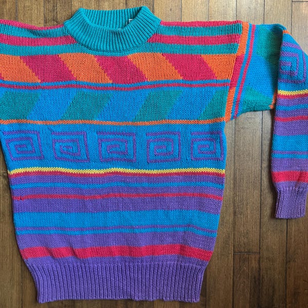 90s Colorful Sweater - Etsy