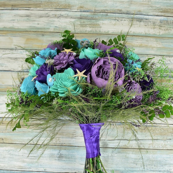 Purple and Turquoise Bouquet - Etsy