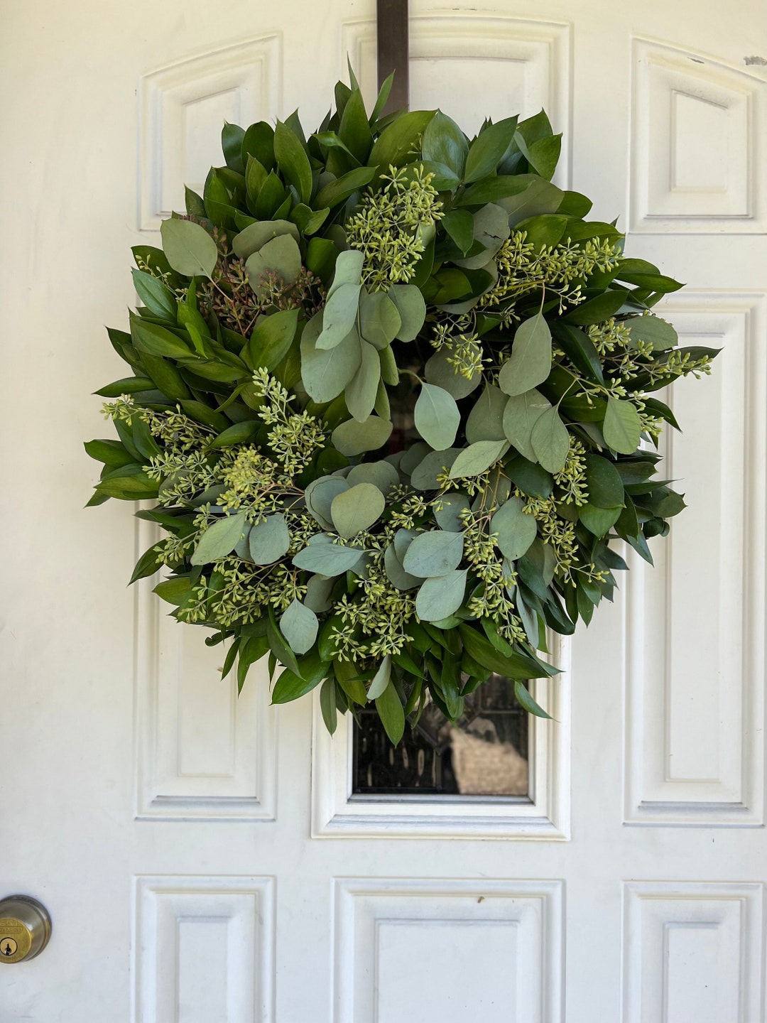Fresh Wreath, Silver Dollar Eucalyptus and Ruscus Greenery Wreath ...