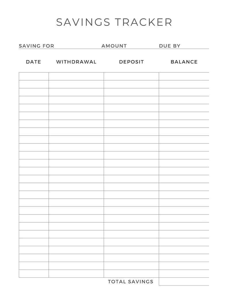 Simple Savings Tracker / Printable Digital Download / Modern - Etsy
