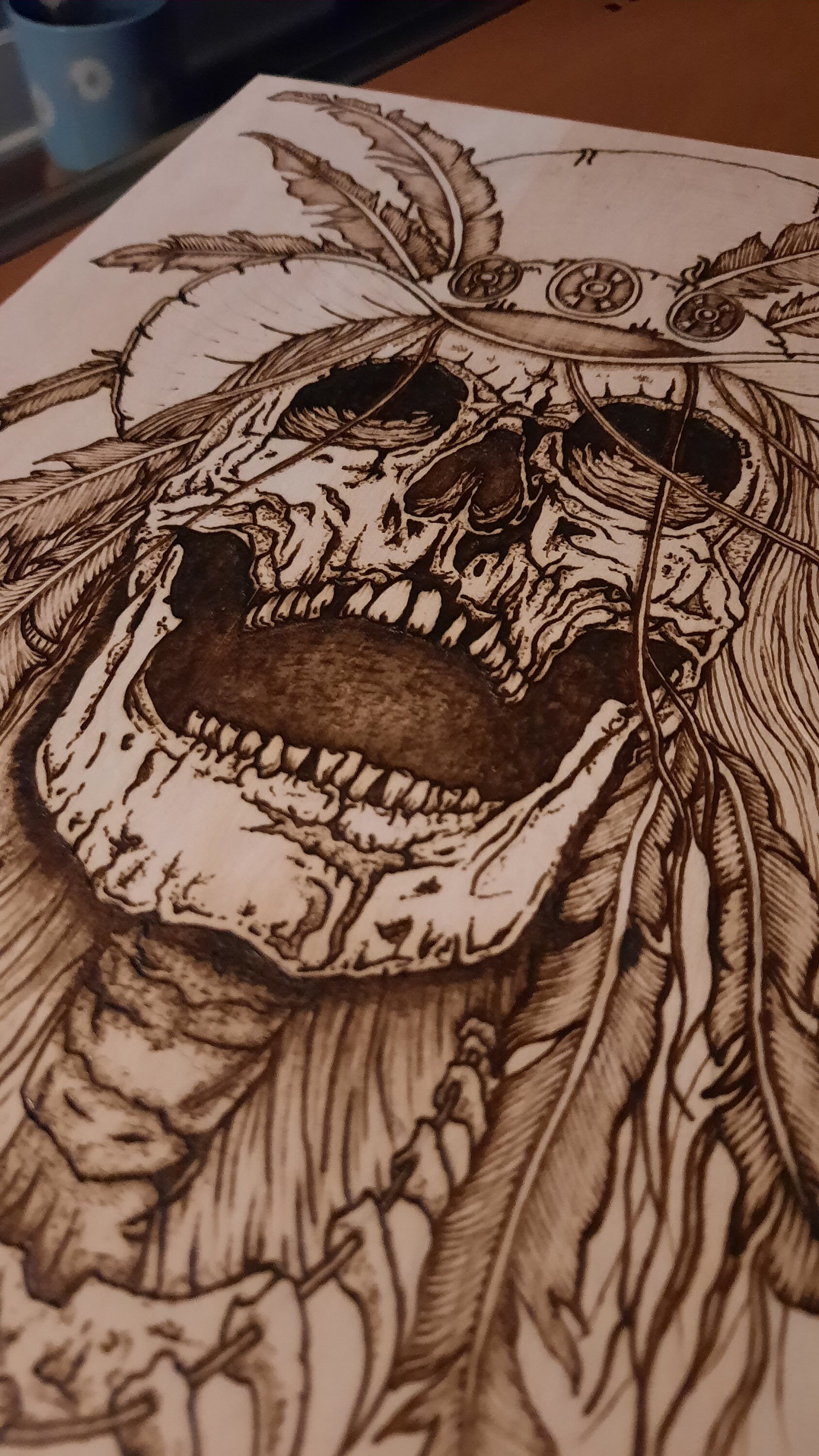 Indian Chief Skull Woodburning - Etsy