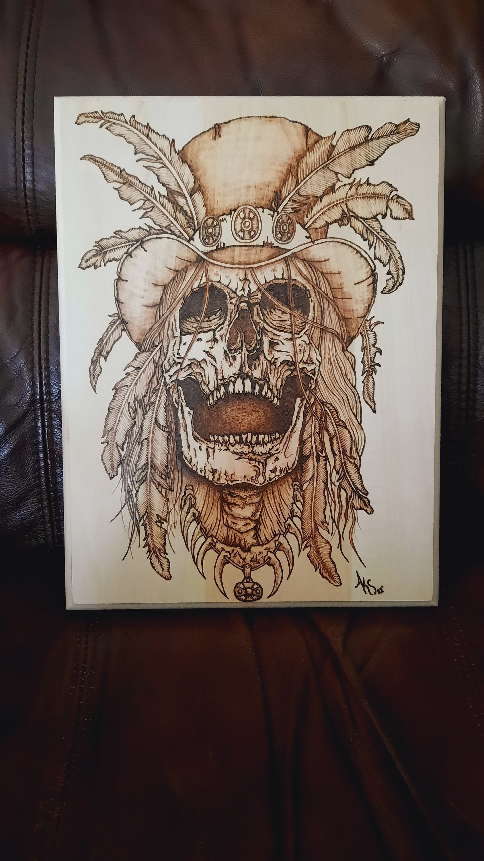 Indian Chief Skull Woodburning - Etsy