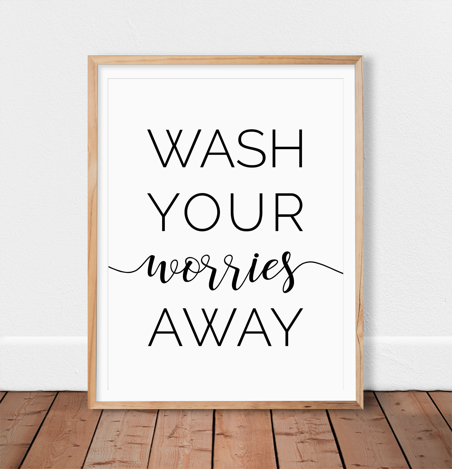 Wash Your Worries Away Print Sign Bathroom Wall Decor Etsy