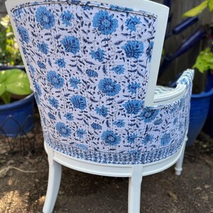 Blue & White Block Print Armchair | Comfortable Upholstered Accent ...