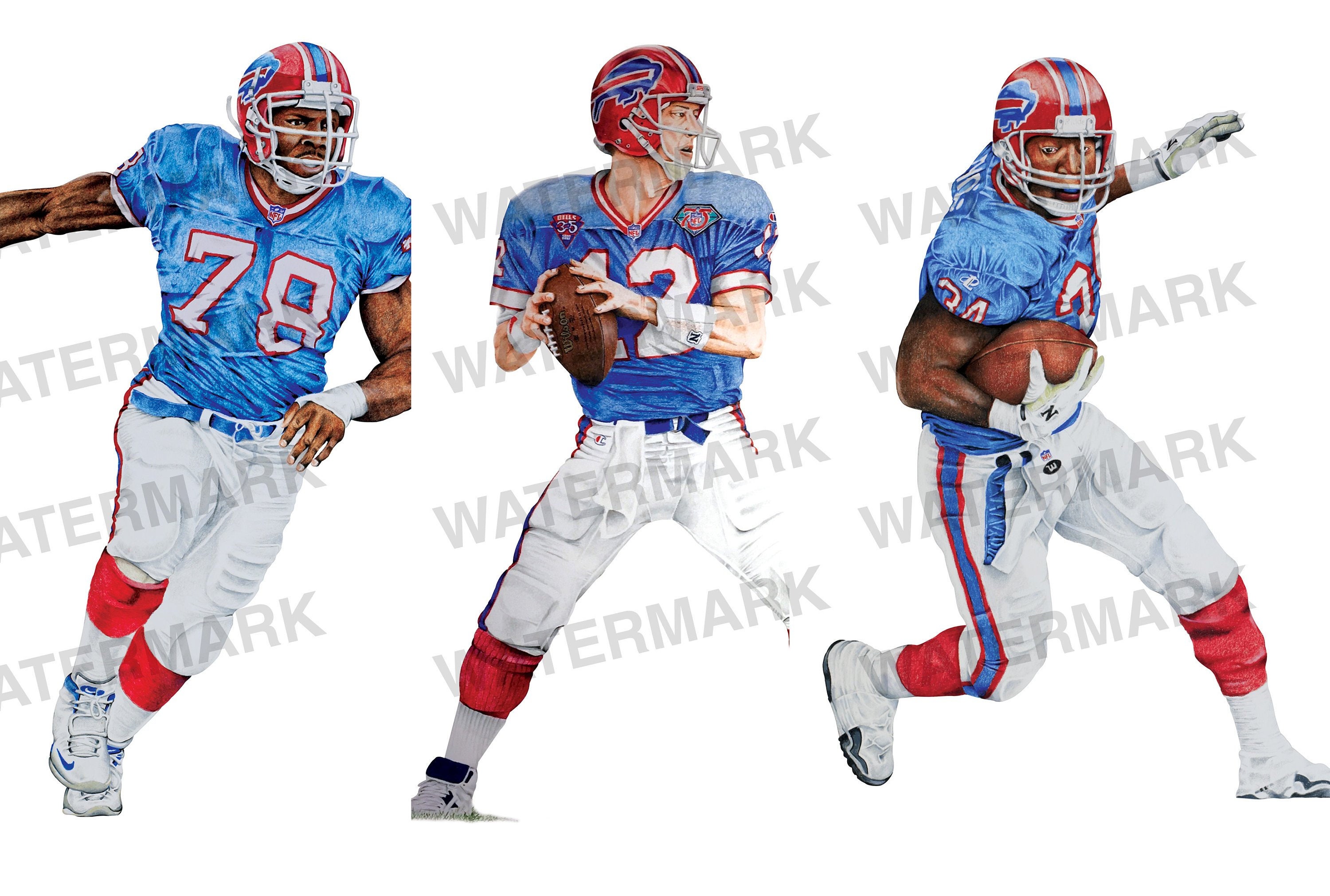 Buffalo Bills 3 PACK: Bruce Smith, Jim Kelly & Thurman Thomas - NFL ...