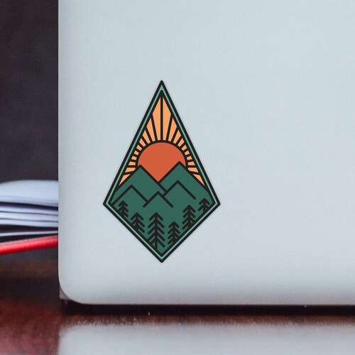 Mountain Scene Vinyl Decal Water Bottle Decal Car Window - Etsy