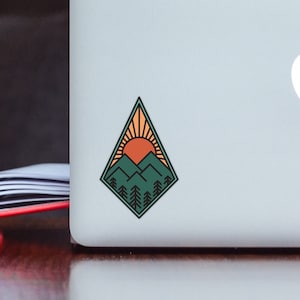 Mountain Scene Sticker | Water Bottle Decal | Car Window Decal | Laptop ...