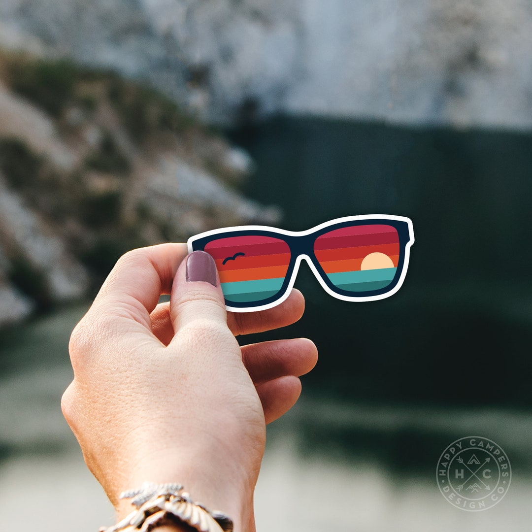 Sunglasses Sticker | Beach Sunset Decal | Water Bottle Decal | Car ...