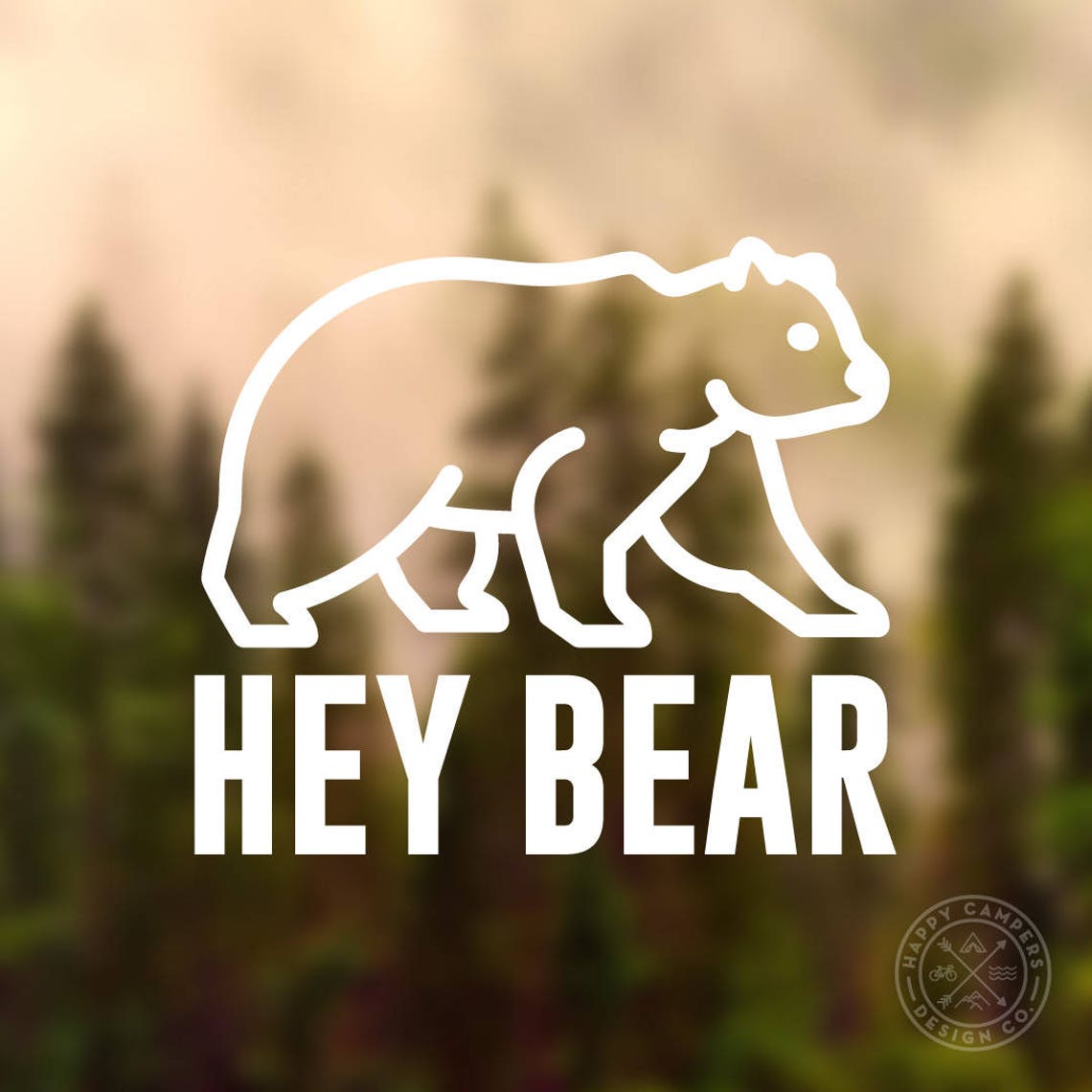 Hey Bear Vinyl Decal Water Bottle Decal Car Window Decal - Etsy