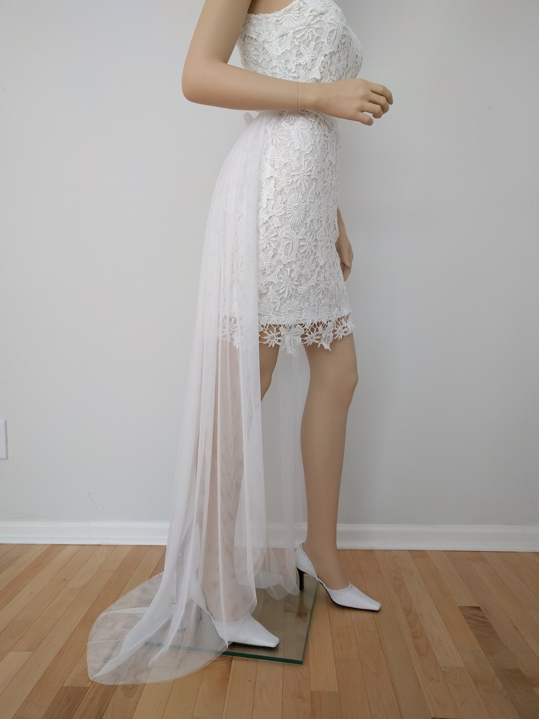 White Tulle Detachable Wedding Train, Tulle Train, Detachable Wedding ...