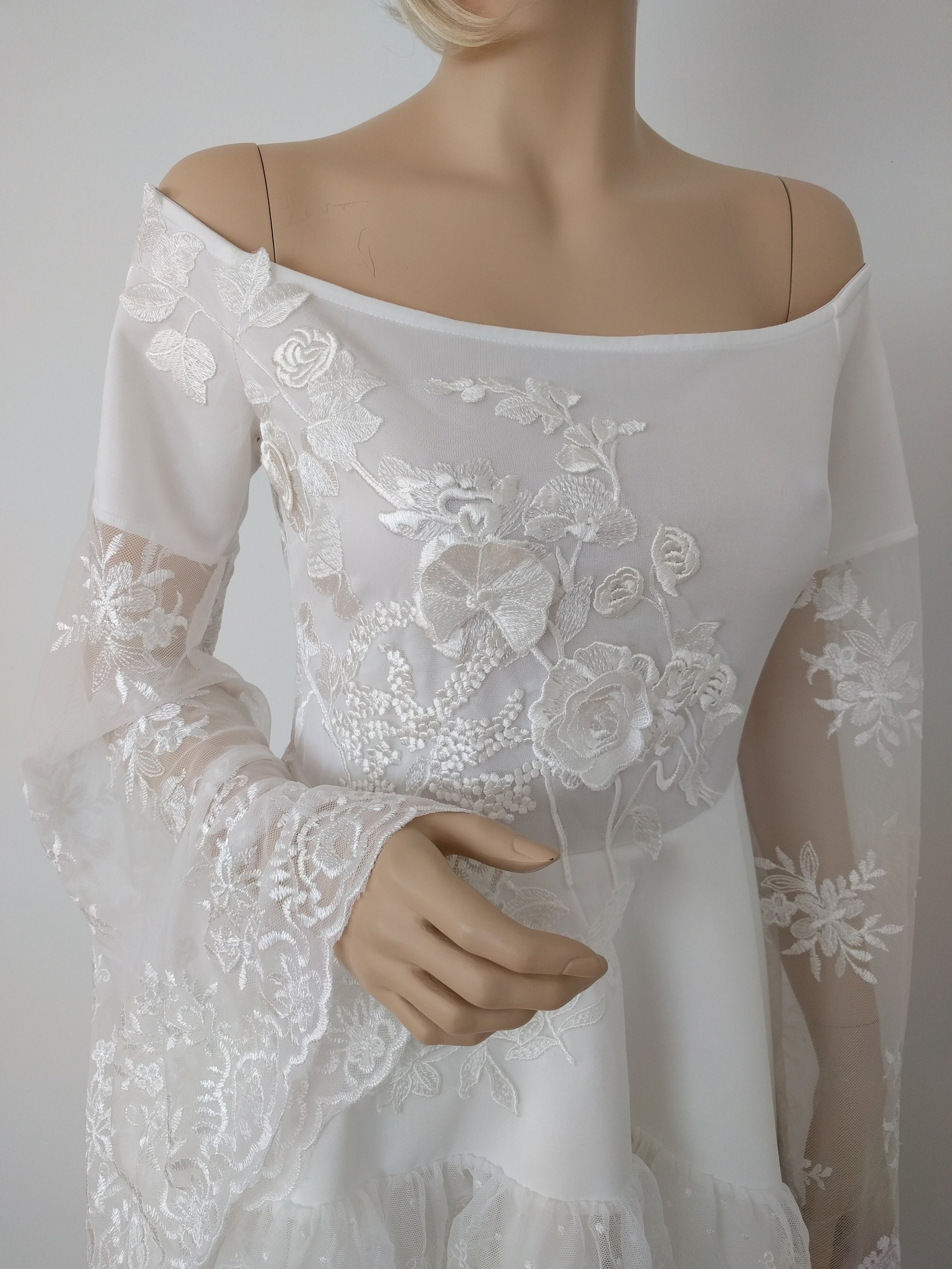 Off-the-Shoulder Bohemian Off White Wedding Dresses Wedding | Etsy