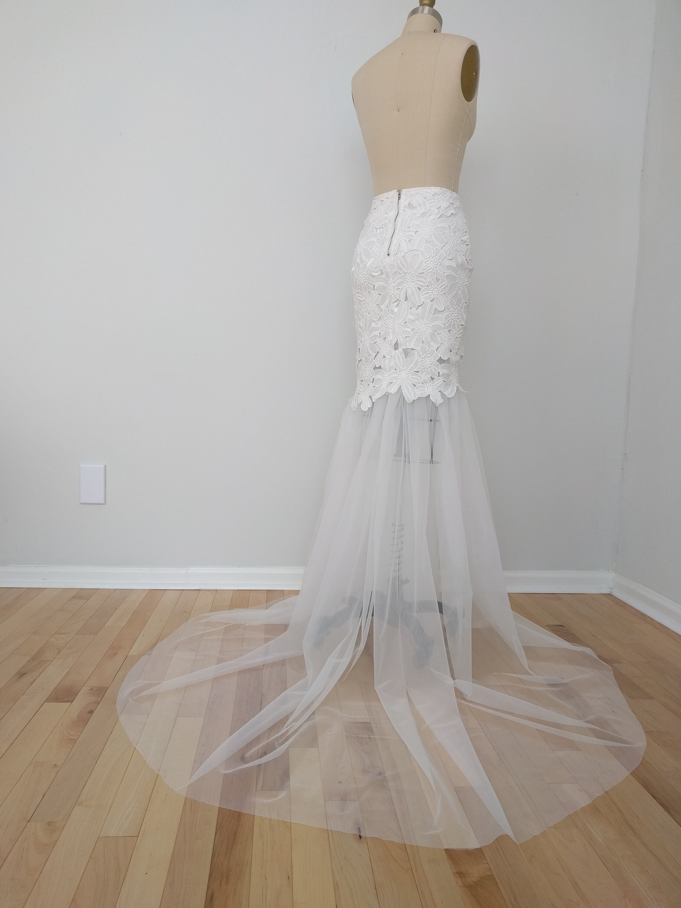 Bridal SKIRT White Lace Tulle Ruffled Skirt Long Train | Etsy