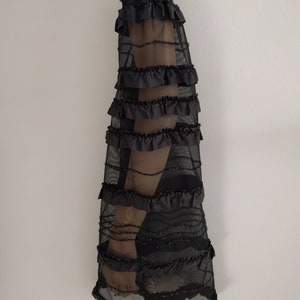 Black Lace Tulle Raffles Sleeves off Shoulder Boho Removable Sleeves ...