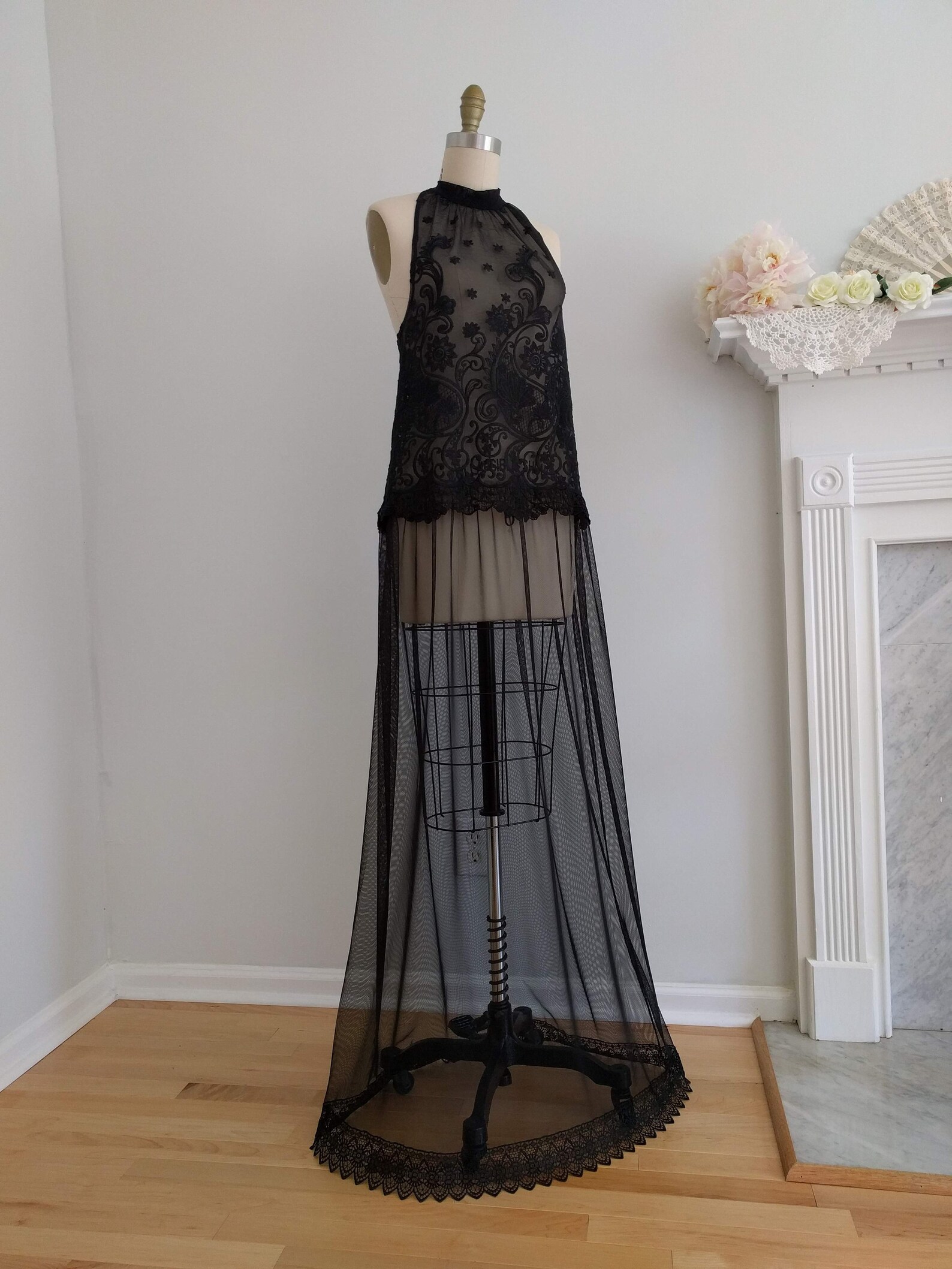 Boudoir Dress Black Lace Boho Wedding Lace Boudoir Gown| Bridal ...