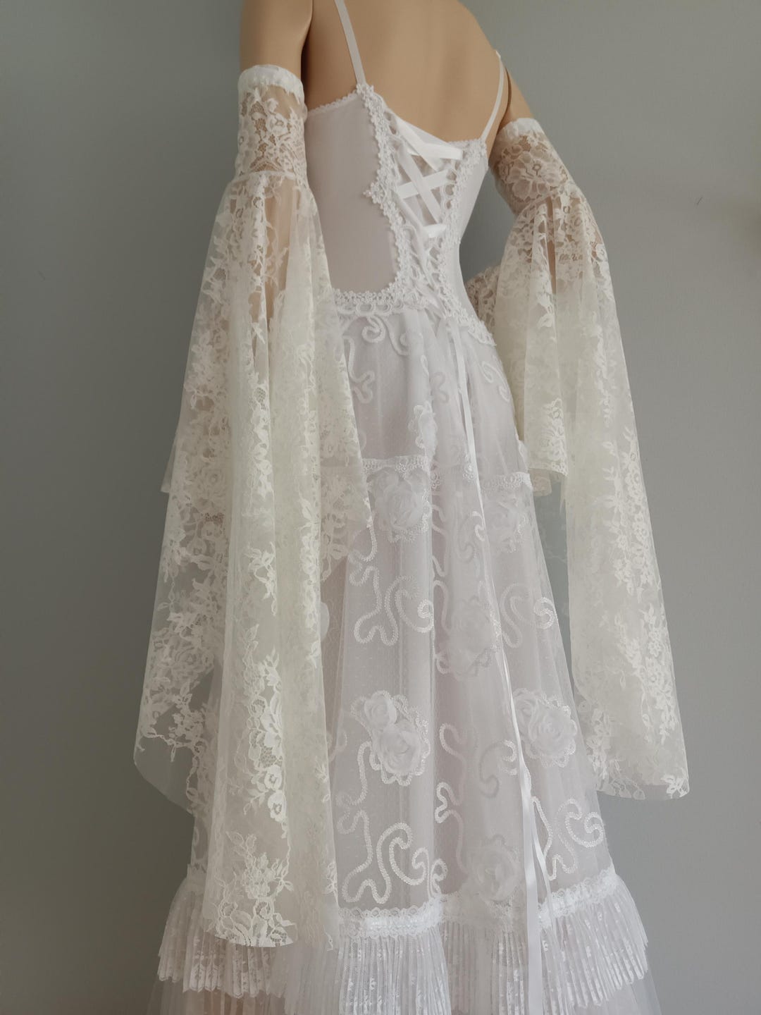 Boho Victorian Removable Sleeves | Bicep Ivory Lace Sleeves | off ...