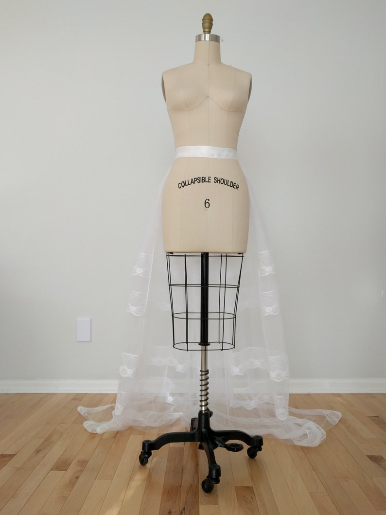 White Lace Tulle Detachable Wedding Train Tulle Train | Etsy