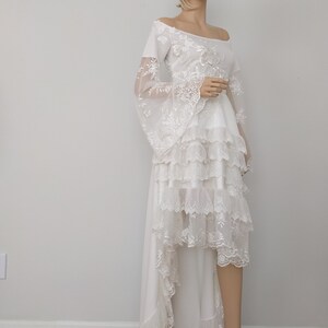 Off-the-shoulder Bohemian off White Wedding Dresses Wedding Boho High ...