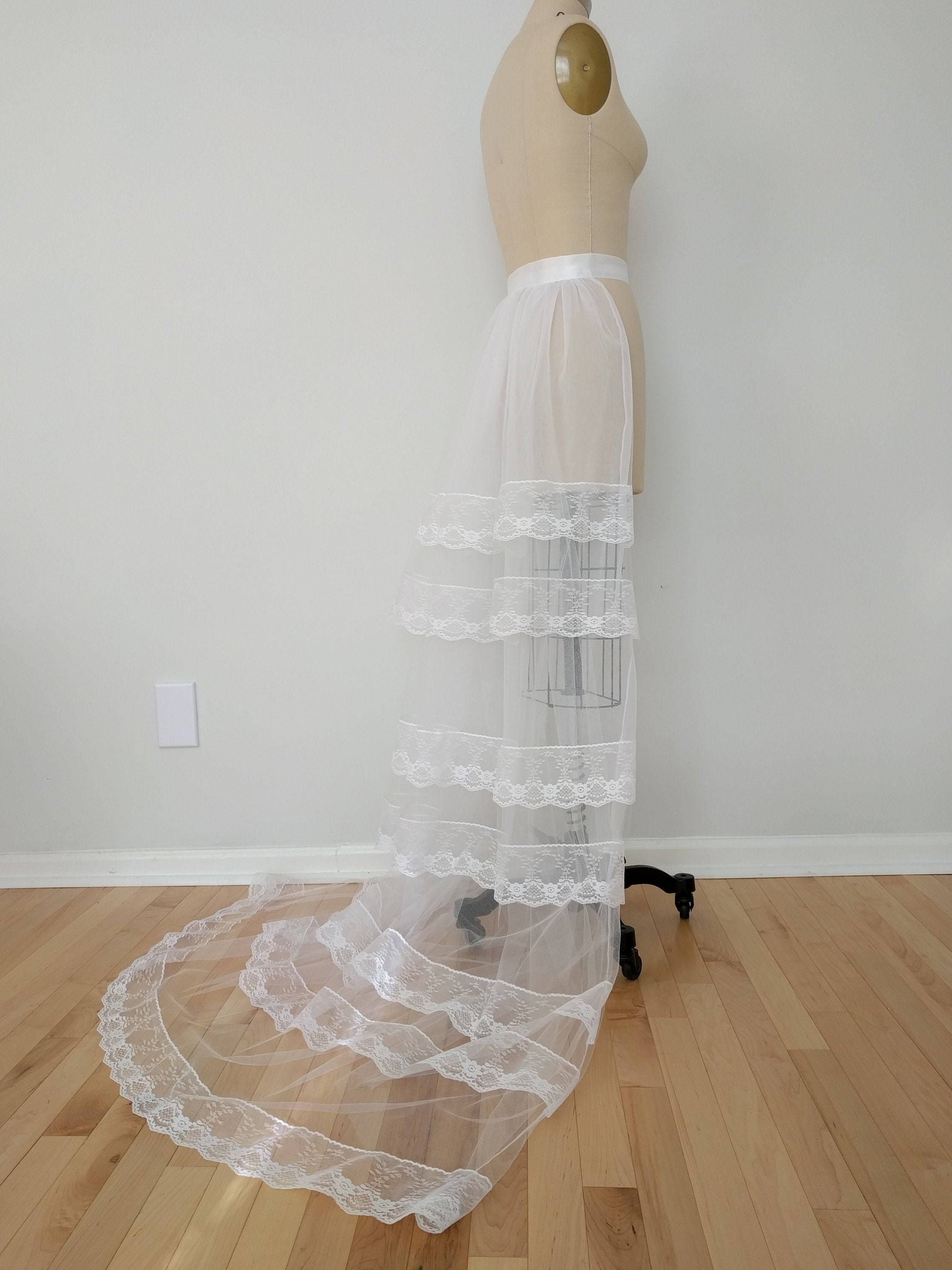 White Lace Tulle Detachable Wedding Train Tulle Train - Etsy