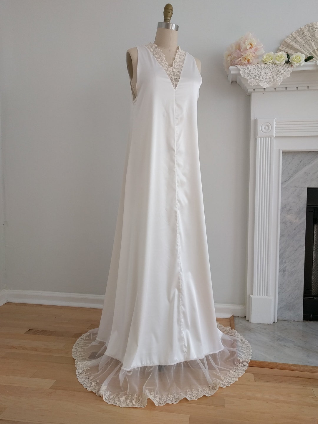 Bridal Long White Lace Nightgown | Bohemian Lingerie | Wedding ...