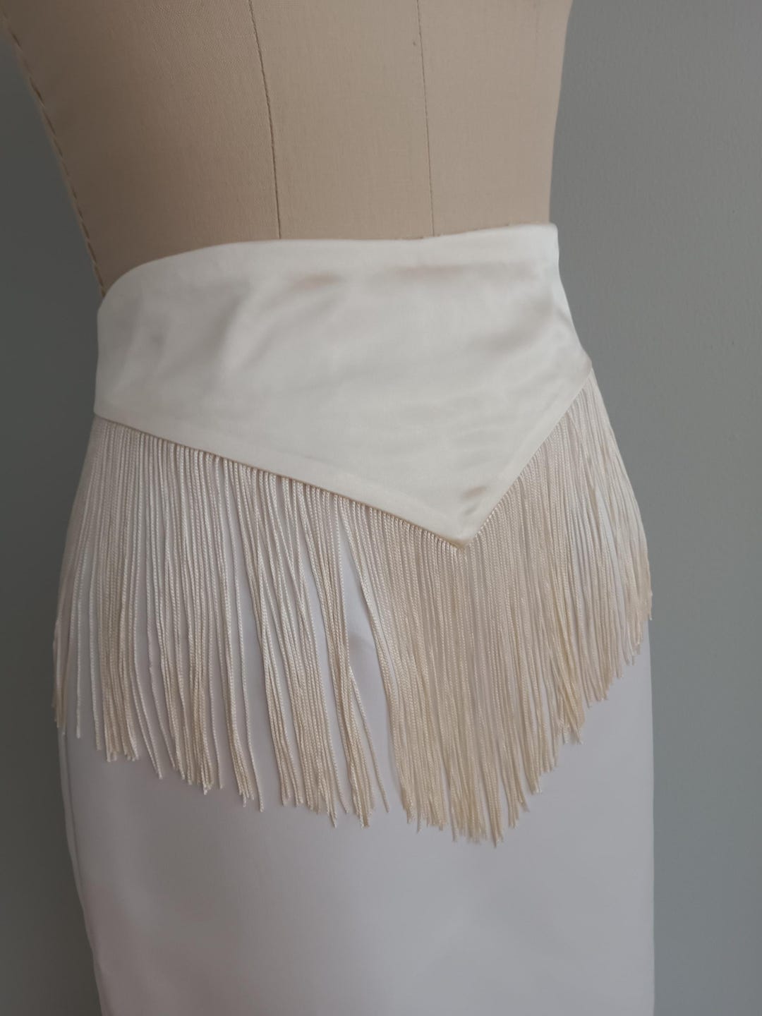 Bridal Ivory Satin Fringe Belt - Bohemian Wedding Sash | Ivory Satin ...