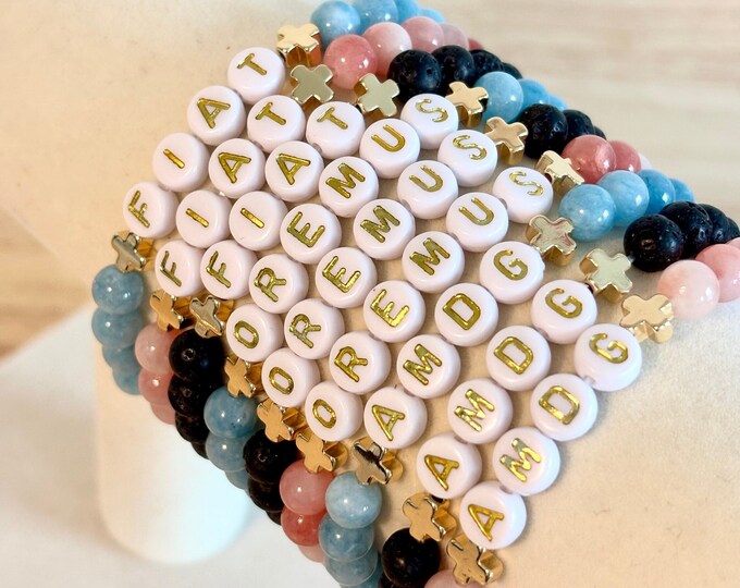 Silver Fiat Bracelet With Lapis Stone, Catholic Gifts, Catholic Jewelry ...