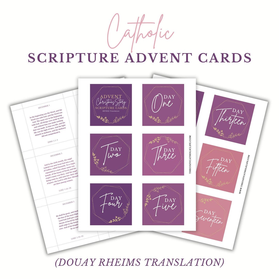 Catholic Advent Calendar Printable Scripture Cards Nativity Advent ...