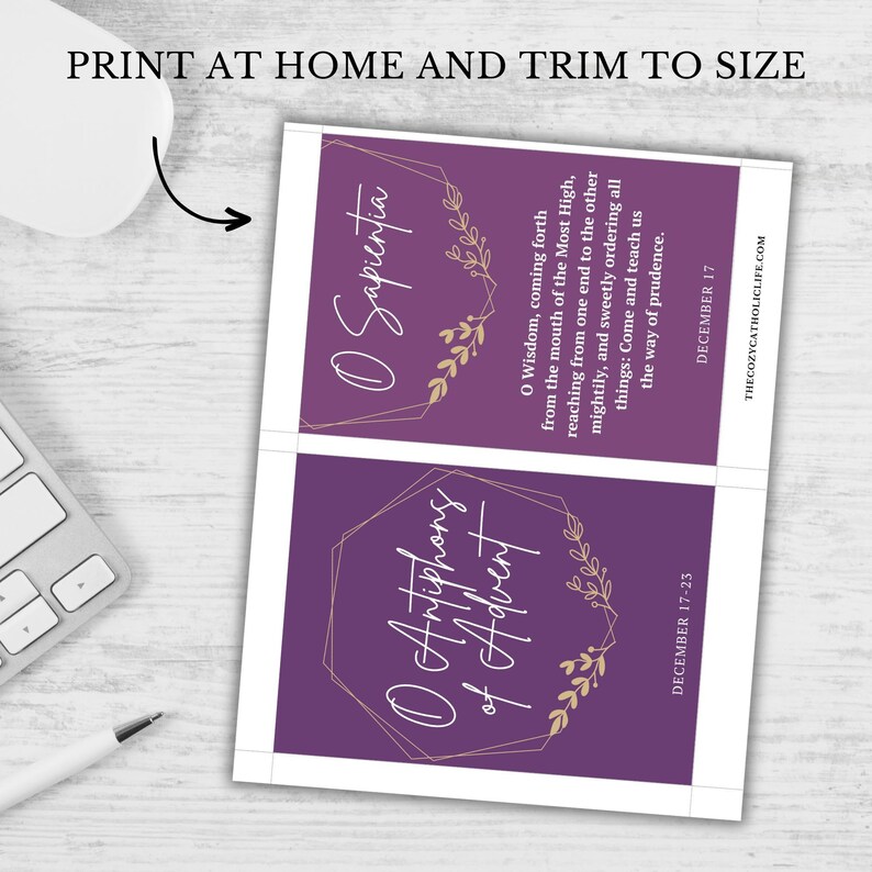 Catholic Printable O Antiphons of Advent Scripture Cards Catholic Gifts ...