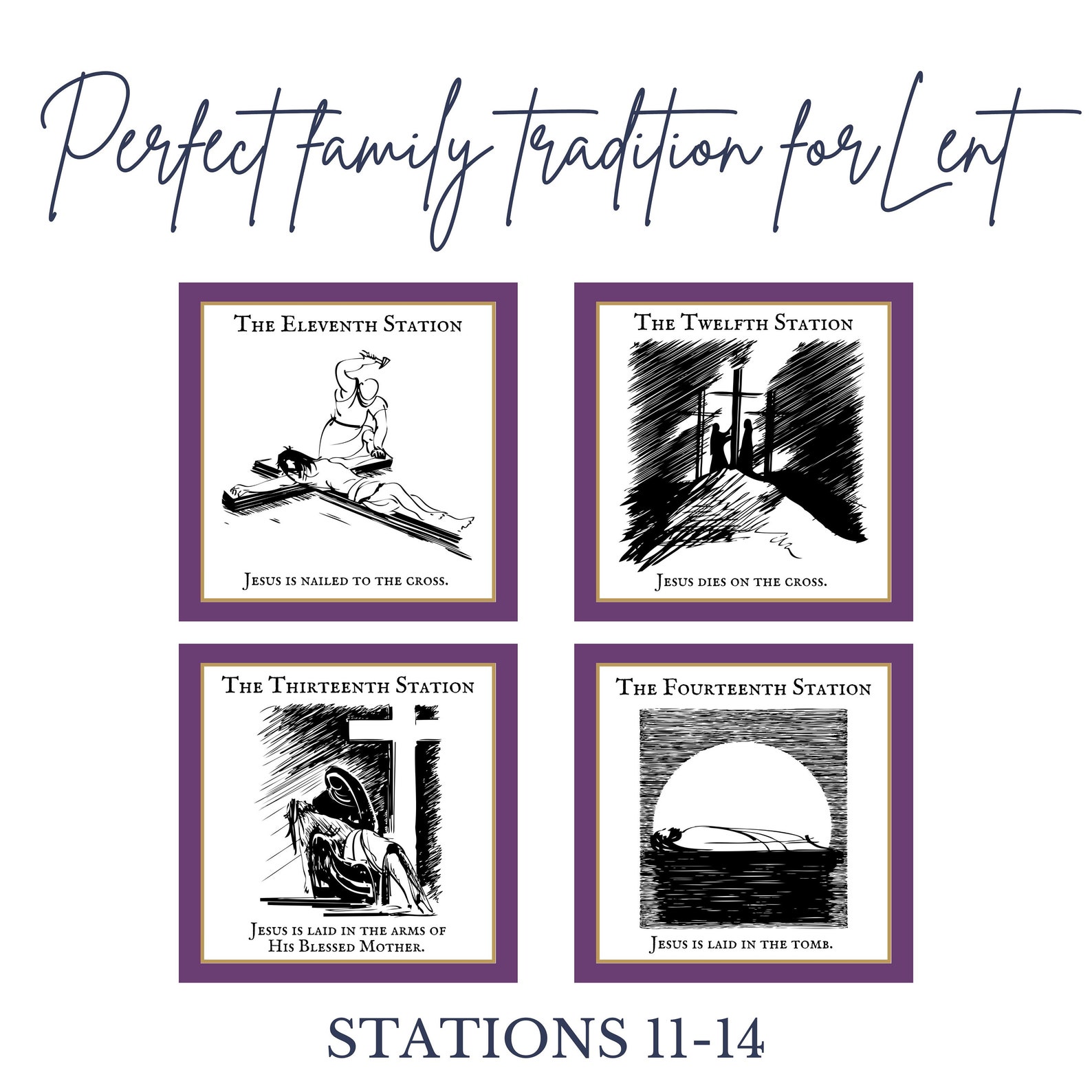 Stations of the Cross Printable Catholic Banner Jesus Christ Lent ...
