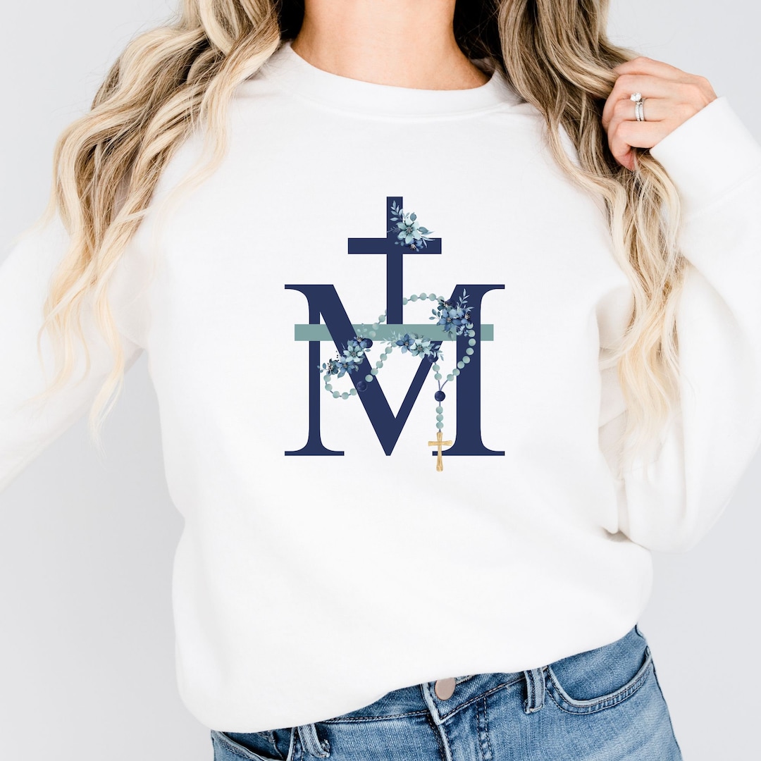 Marian Cross Catholic Shirt Auspice Maria Catholic Sweatshirt Catholic ...