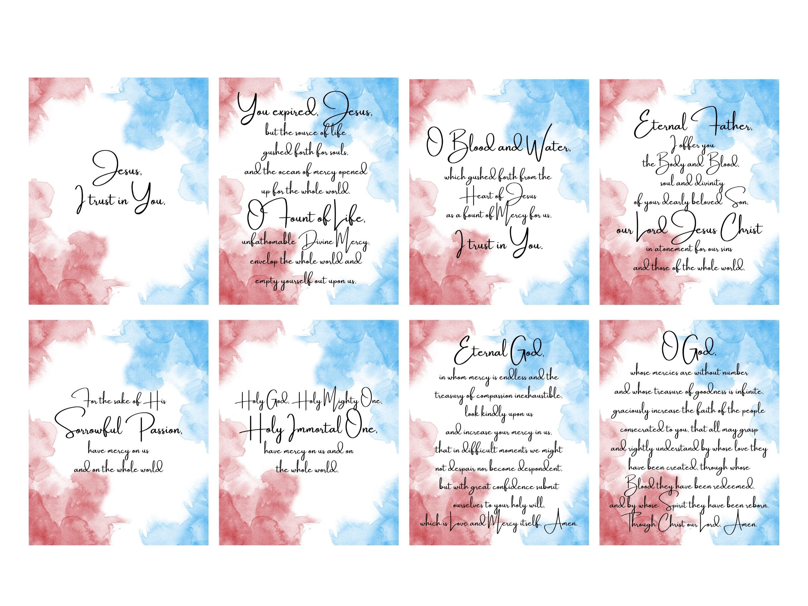 Divine Mercy Chaplet Prayer Cards, Catholic Printable, St Faustina ...