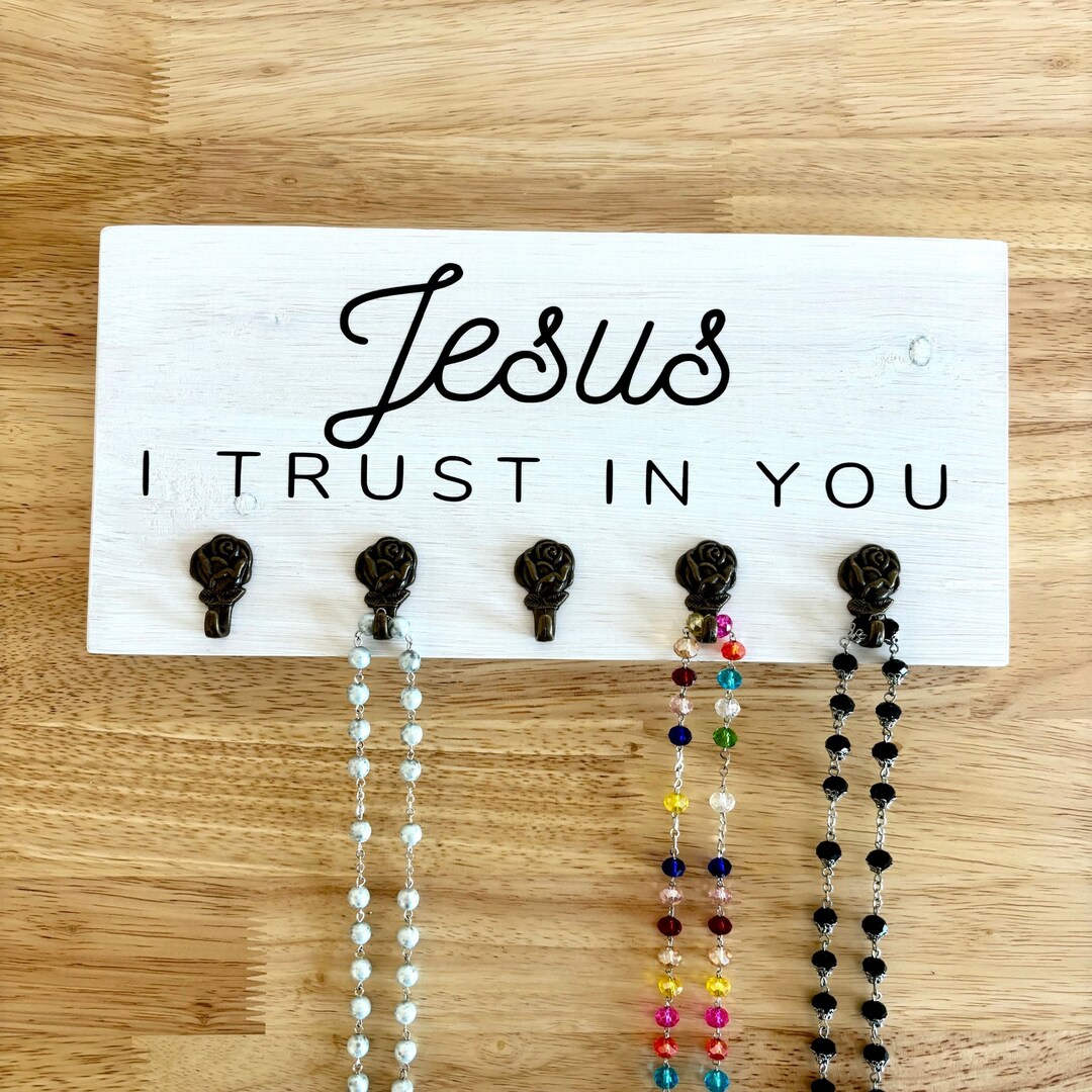 Jesus I Trust in You Rosary Hanger Divine Mercy Catholic Gifts Wall ...