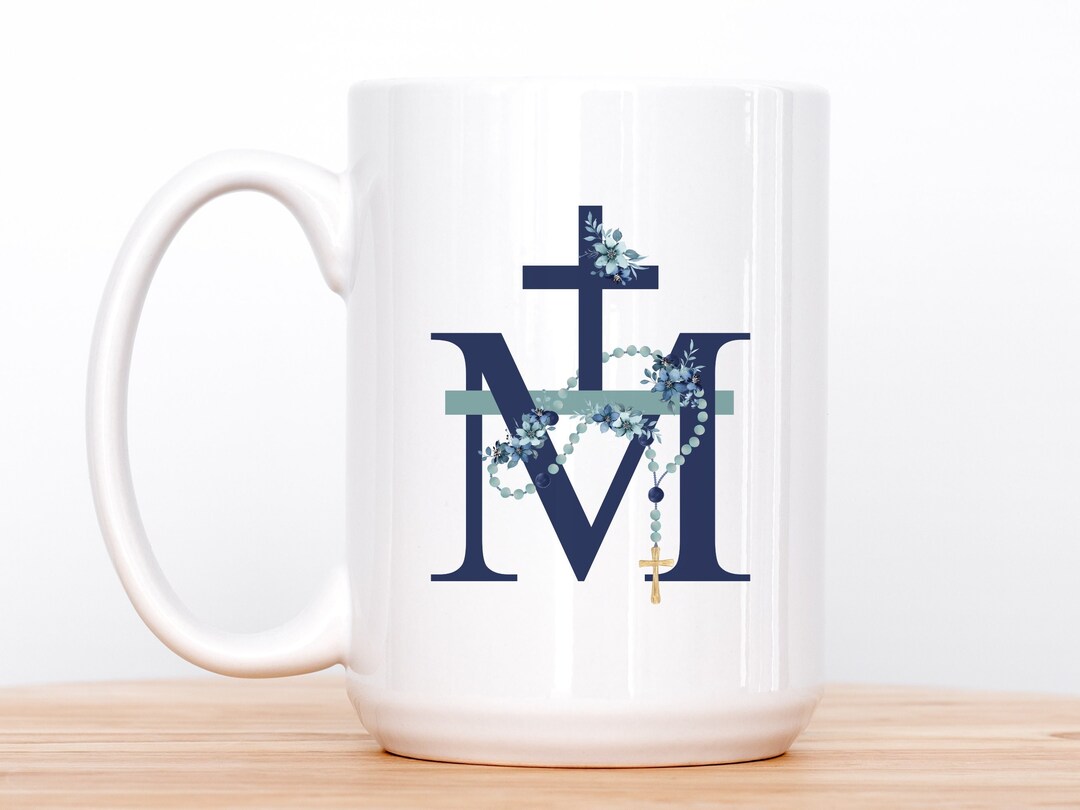 Marian Cross Catholic Mug Miraculous Medal Marian Mug Pray - Etsy