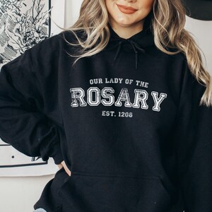 Our Lady of the Rosary Vintage Catholic Shirt Virgin Mary Hoodie ...