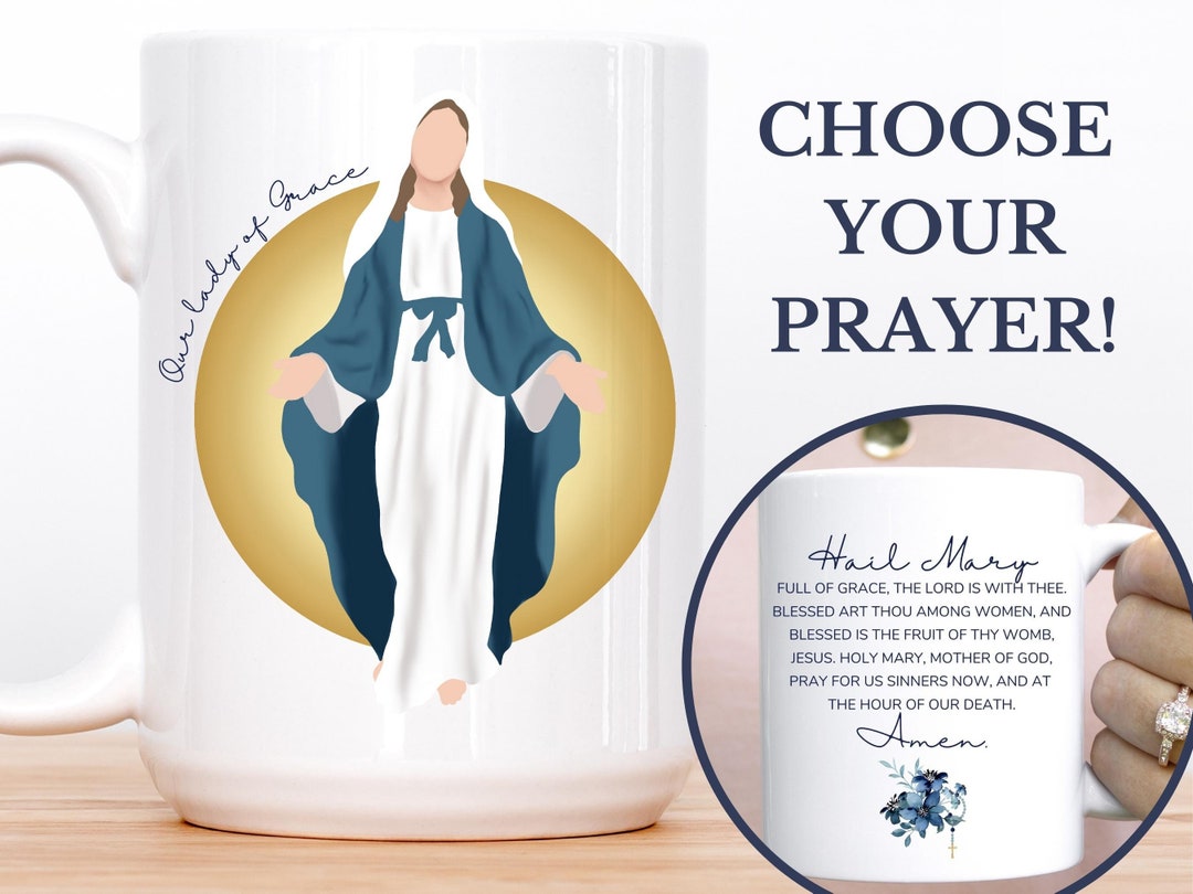 Our Lady of Grace Miraculous Medal Prayer Mug Ave Maria - Etsy