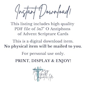 Catholic Printable O Antiphons of Advent Scripture Cards Catholic Gifts ...