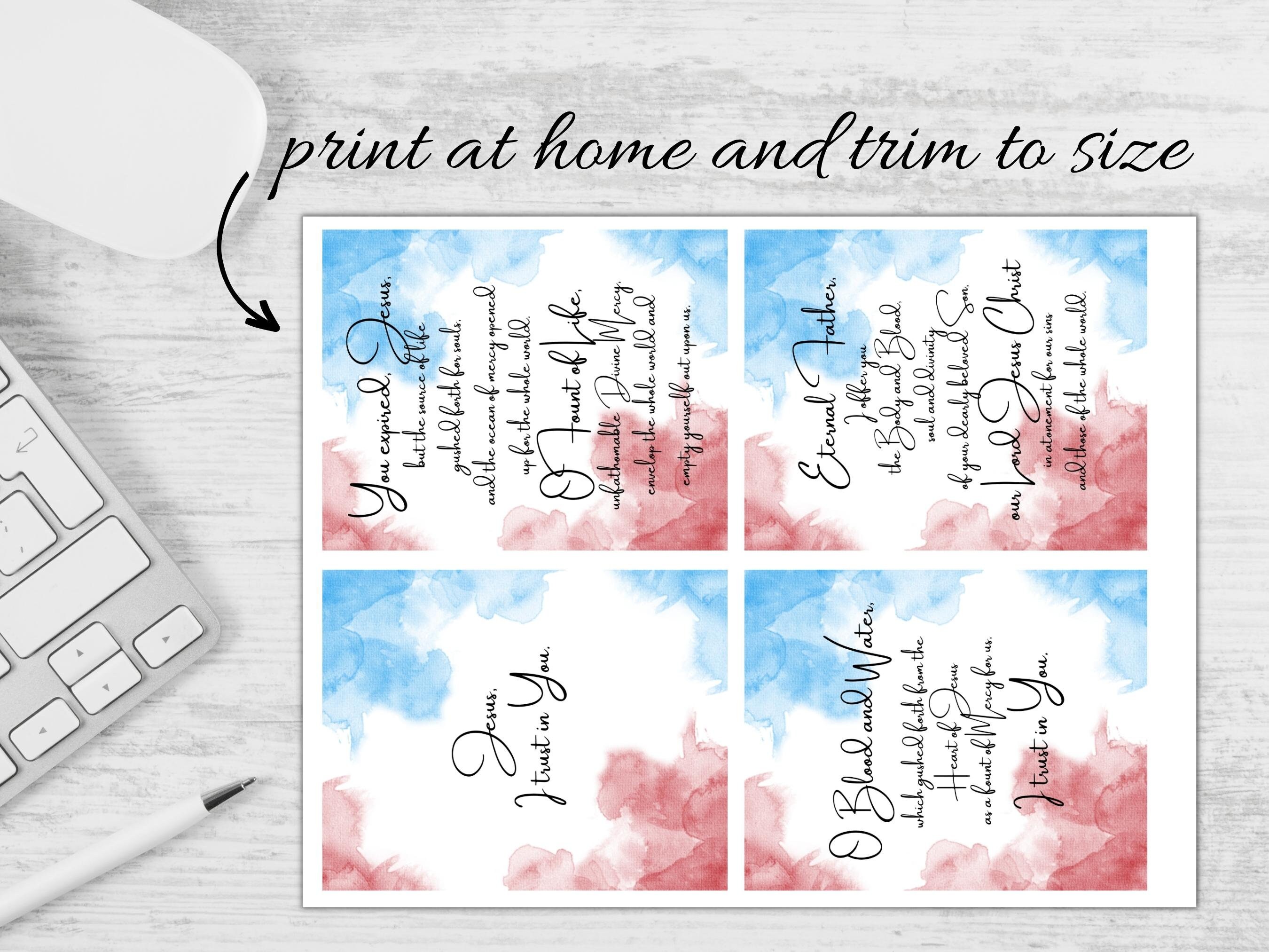 Divine Mercy Chaplet Prayer Cards, Catholic Printable, St Faustina ...
