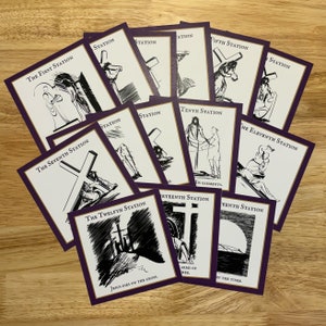 Stations of the Cross Card Set Catholic Printed Banner Jesus Christ ...