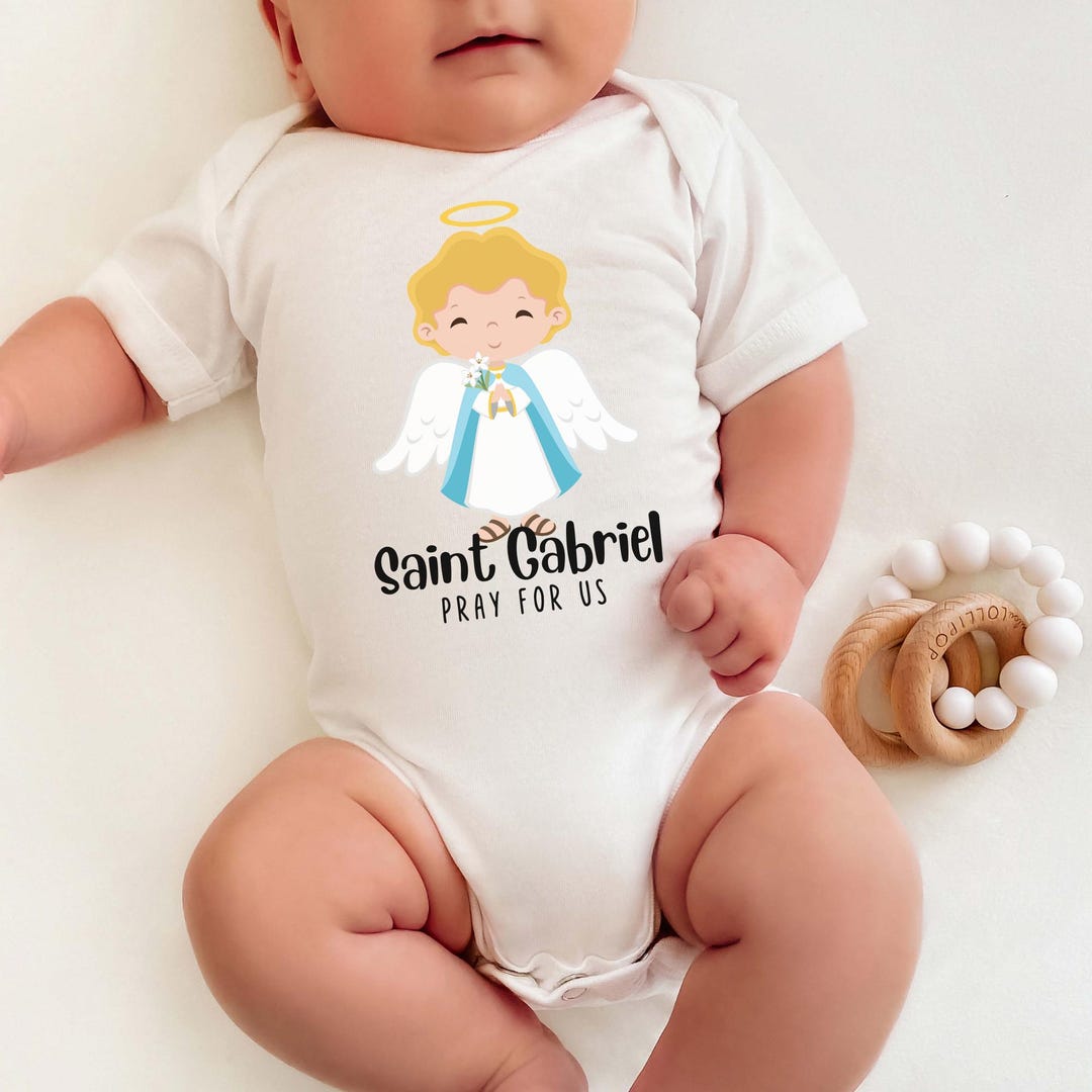Archangel Gabriel Catholic Onesie Grandson Gift Catholic Baby Shower ...